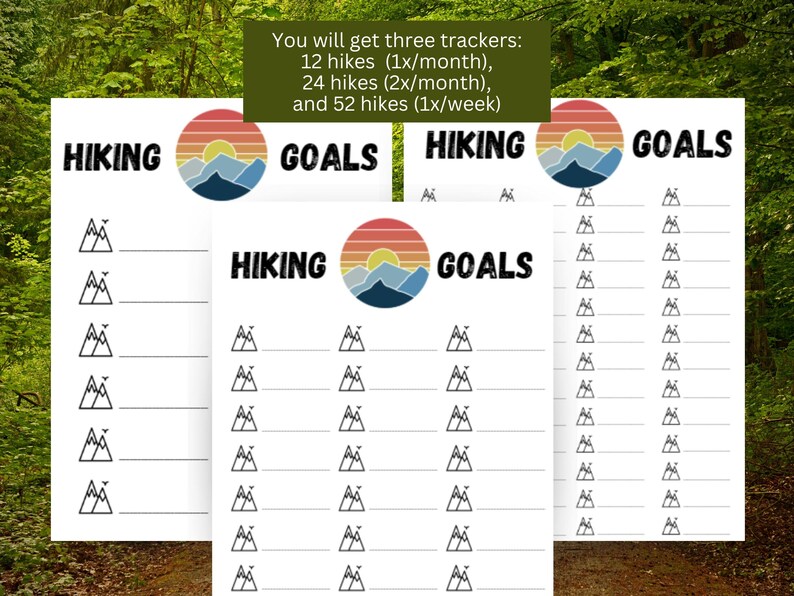Hiking Goals Tracker, Hike Tracker Printable, Hiking Tracker, Hiking ...