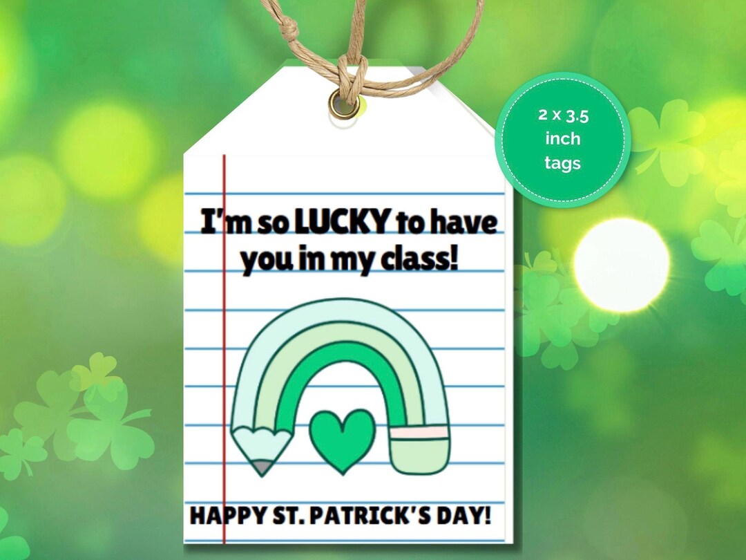 St. Patrick's Day Gift to Student, Teacher St. Patrick's Day Tags, St ...