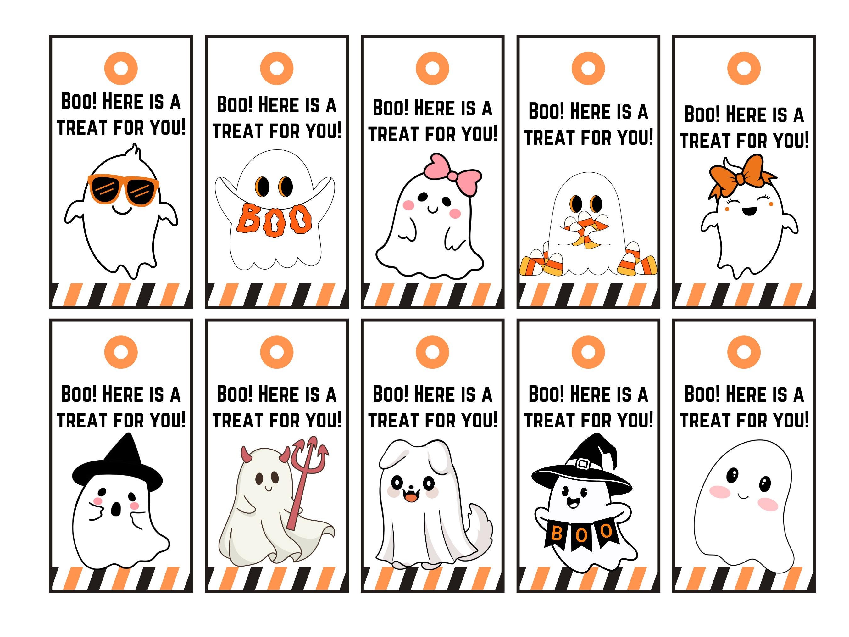 Boo Bag Tags, Halloween Treat Bag Tags, Ghost Tags, Printable Halloween ...