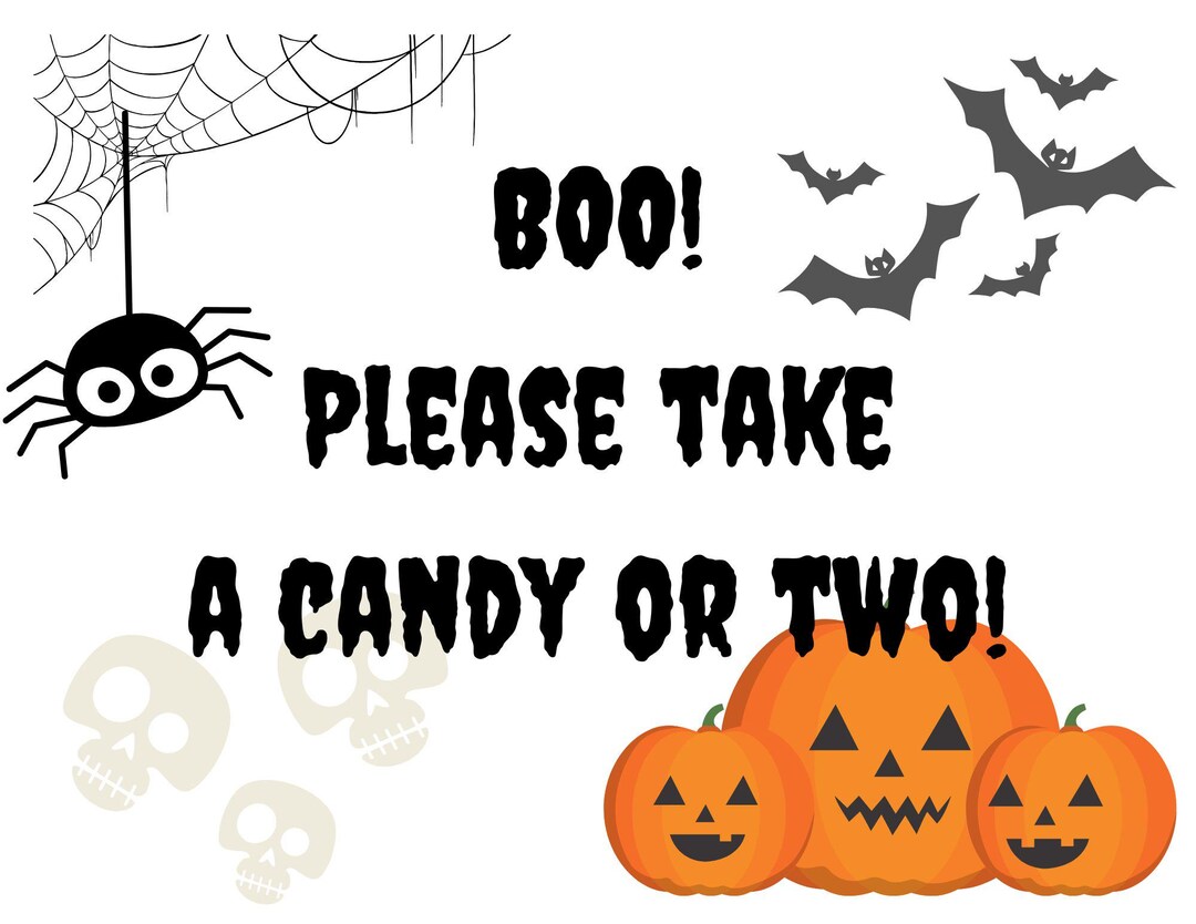 Trick or Treat Sign, Take a Candy Sign, Halloween Sign, Candy Bowl Sign ...