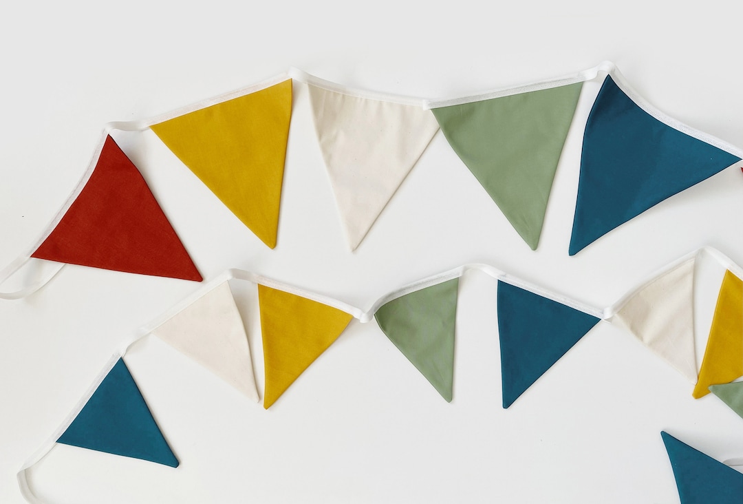 Handmade Rainbow Bunting, 10 Flag Traditional Triangle Banner, Fabric ...