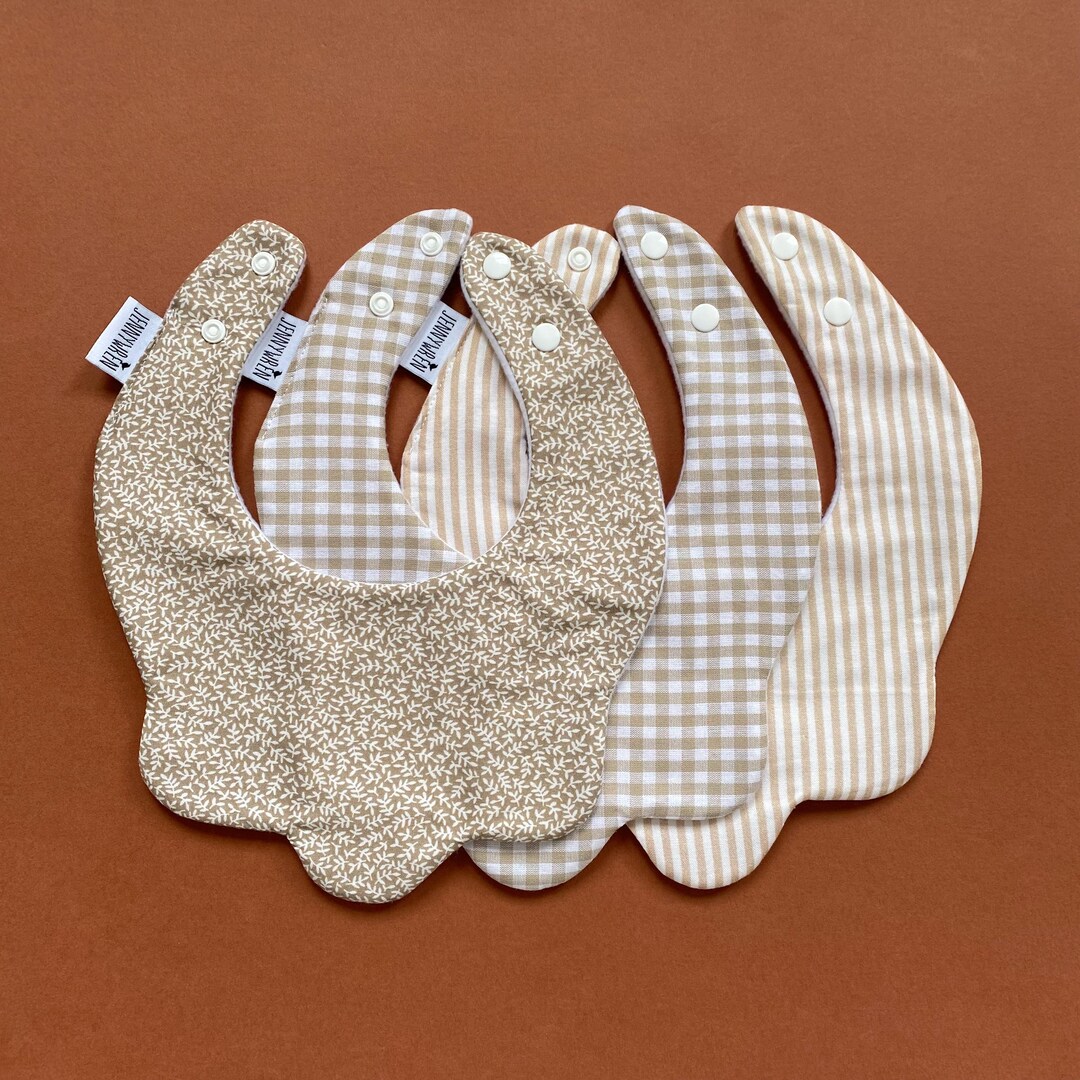 Choice of Beige Scallop Bib, Handmade Comfy Baby Collar Dribble Bib ...