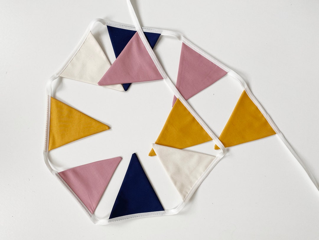Handmade Rainbow Bunting, 10 Flag Traditional Triangle, Fabric Bunting ...