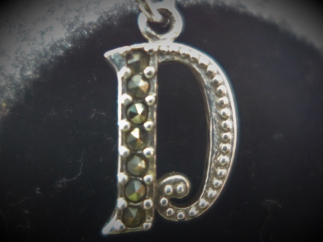 Initial Letter "d" Necklace Sterling Silver 925 Marcasite Cut Steel 19 ...