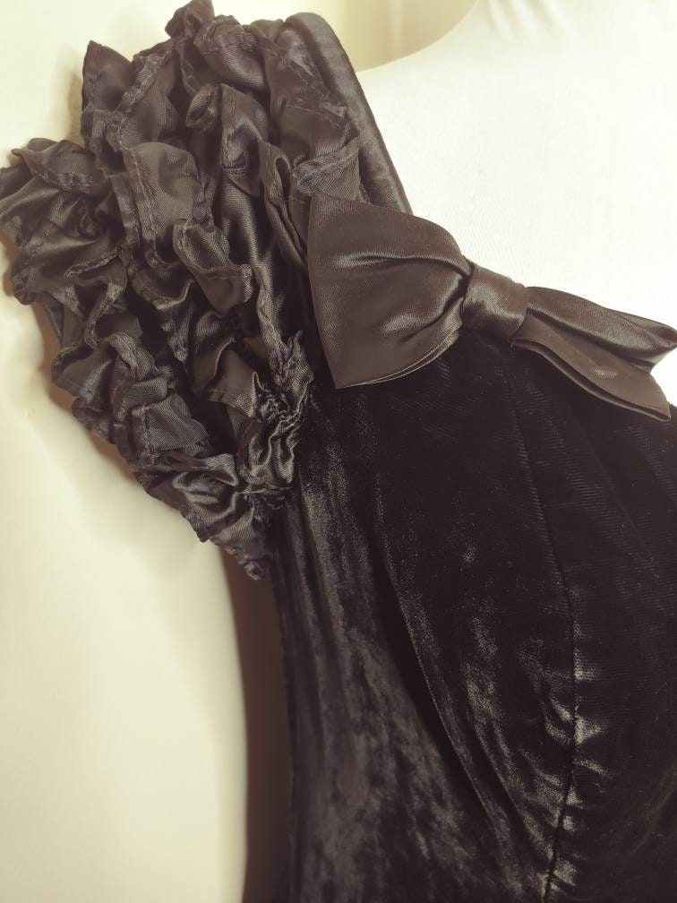 Vintage Moda International Velvet Ruffle Gown | Etsy