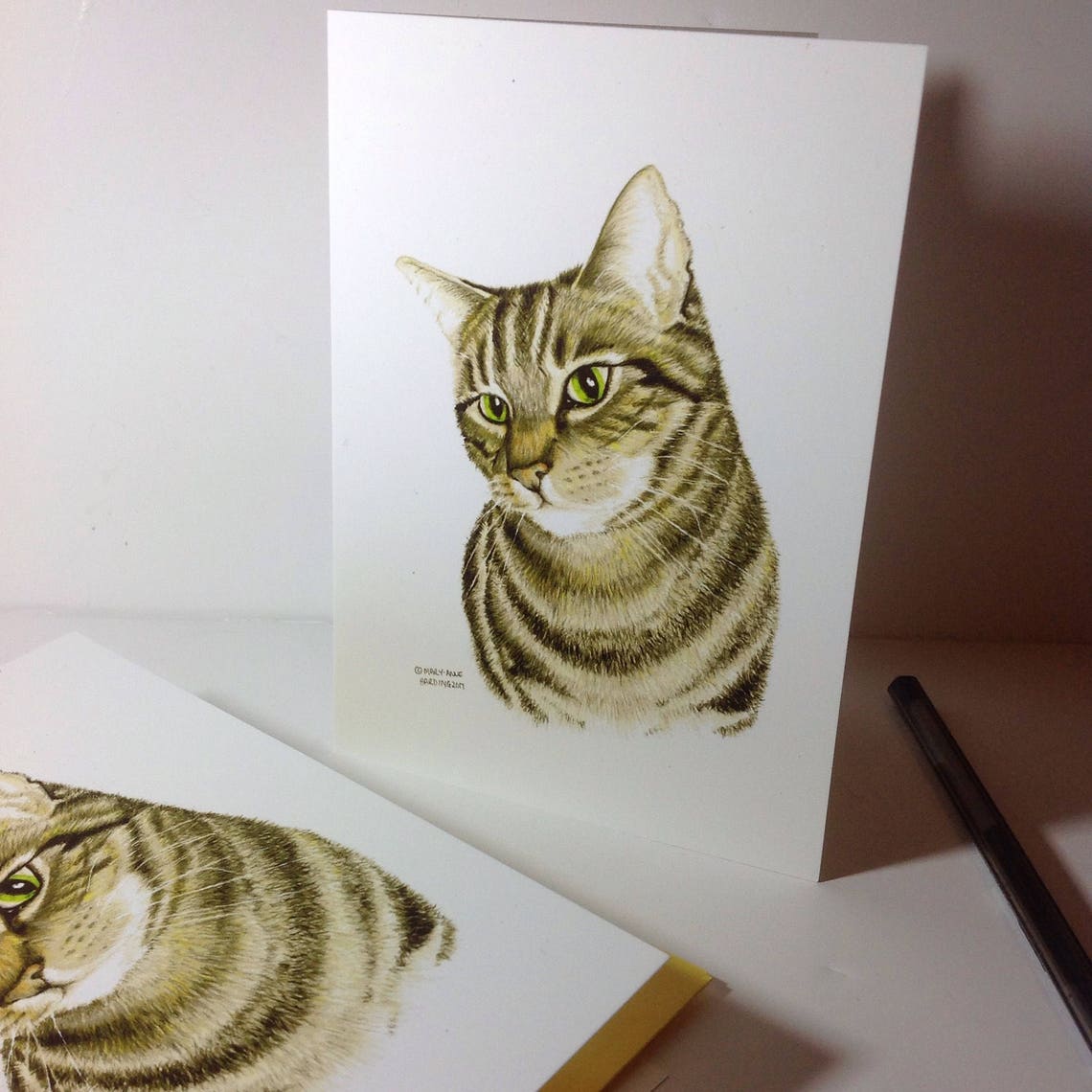 Tabby Cat Card,brown Tabby Cat Card, Cat Birthday Card, Crazy Cat Lover ...
