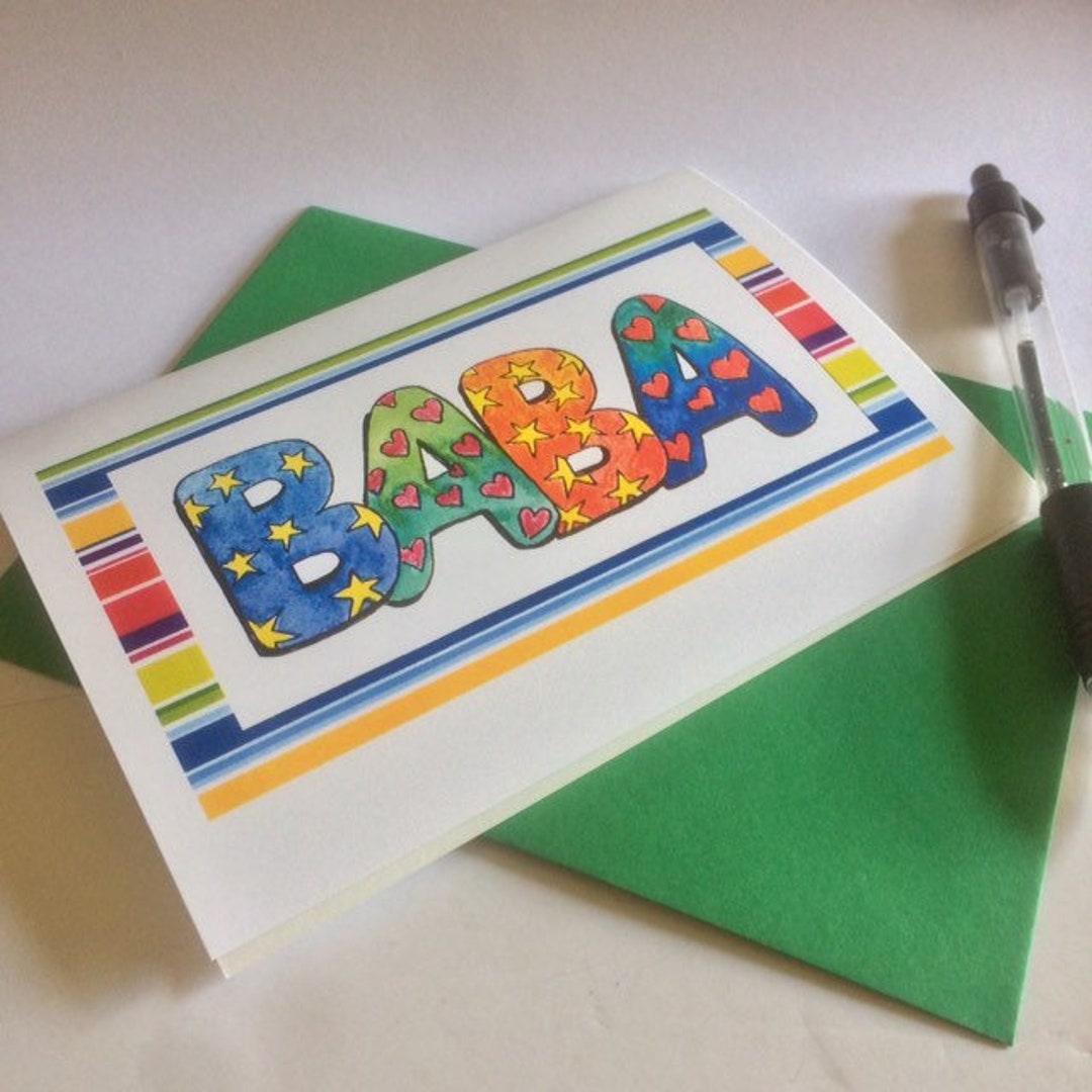 Baba Card, Baba Fathers Day Card, Baba Letter Art Card, International ...