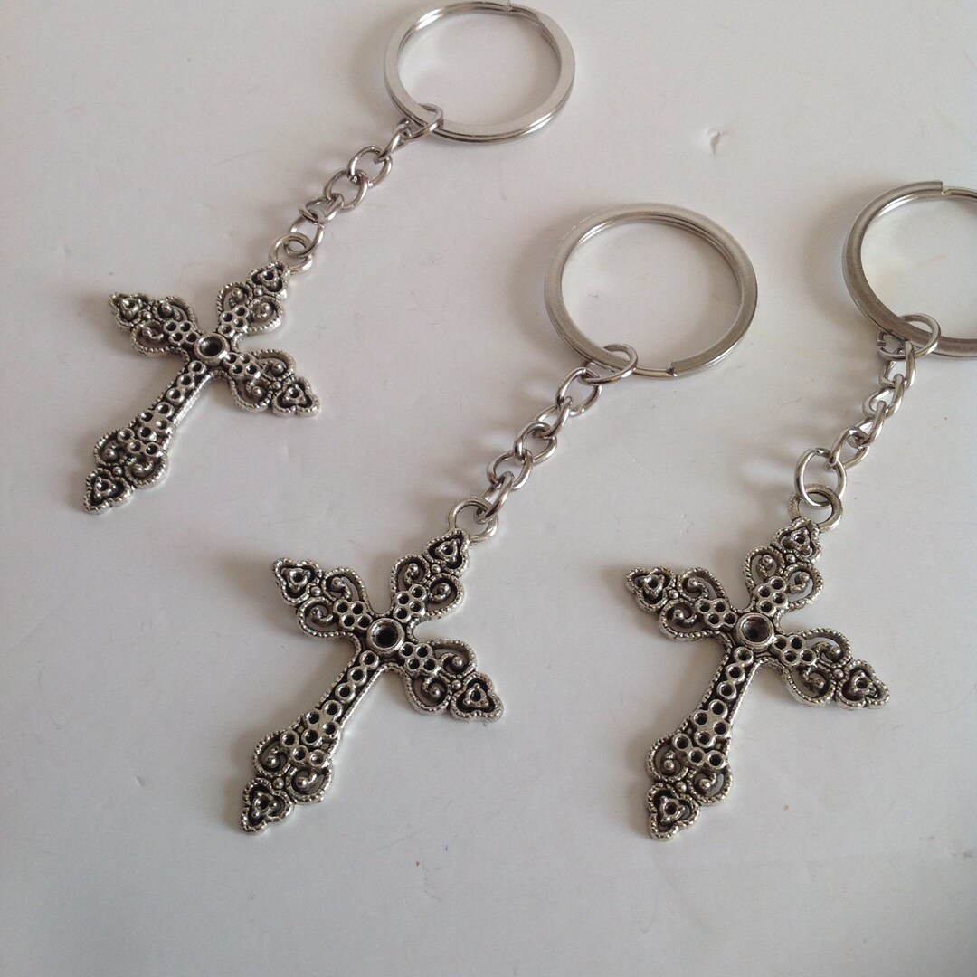 Filigree Cross Key Ring, Cross Key Chain, Christian Key Ring, Easter ...