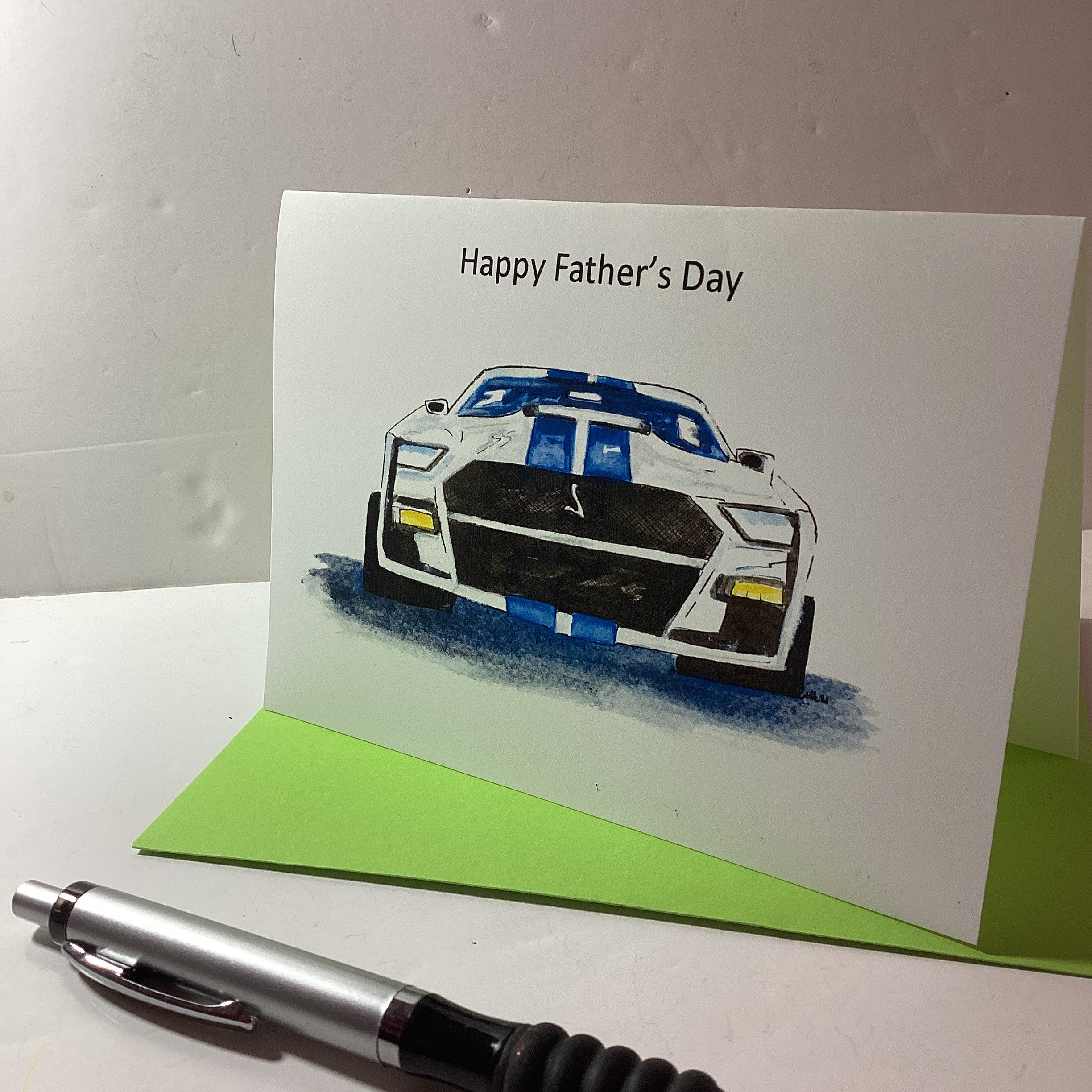 Green Ford Mustang Card, White Ford Mustang, Personalised Ford Mustang ...