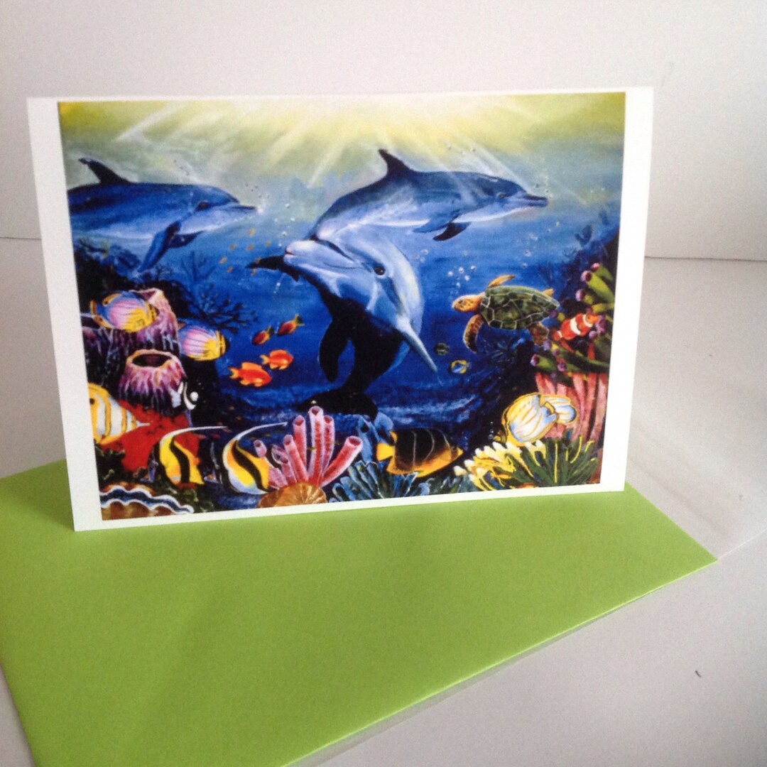 Under Water Tropical Dolphin Card - Etsy