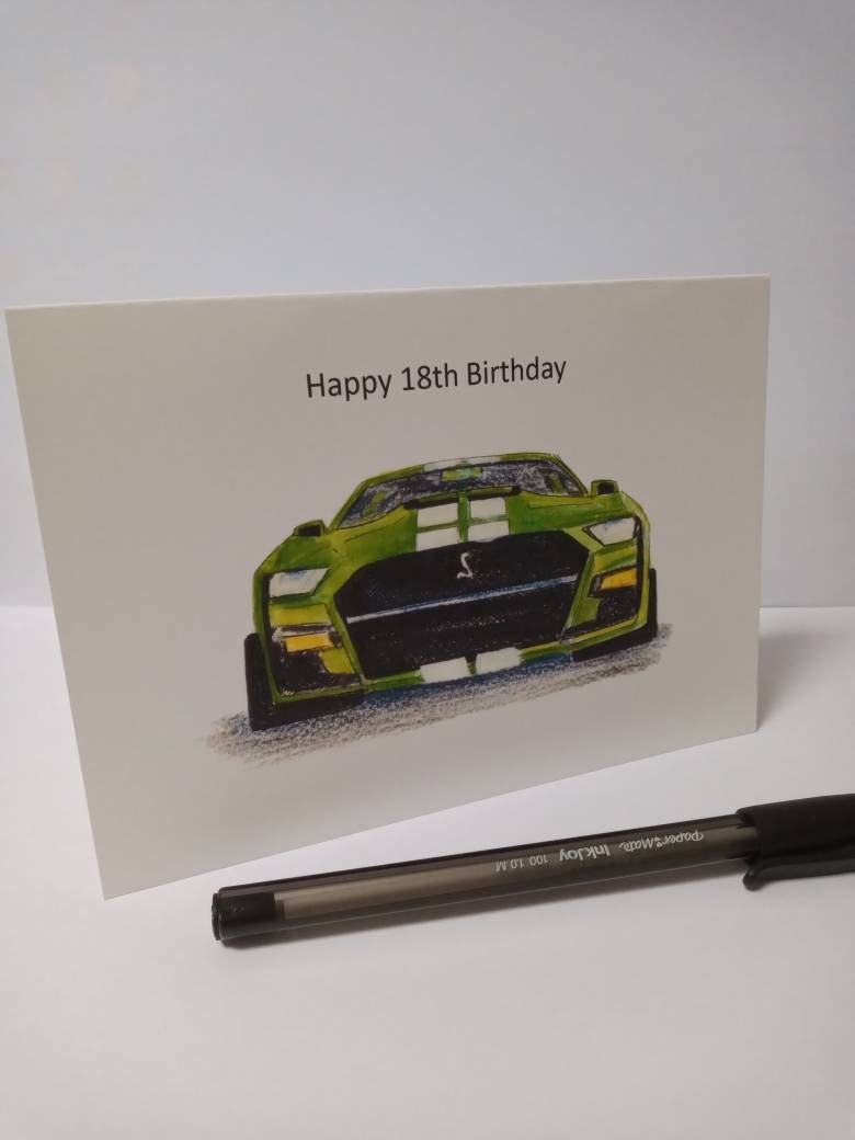 Green Ford Mustang Card, White Ford Mustang, Personalised Ford Mustang ...
