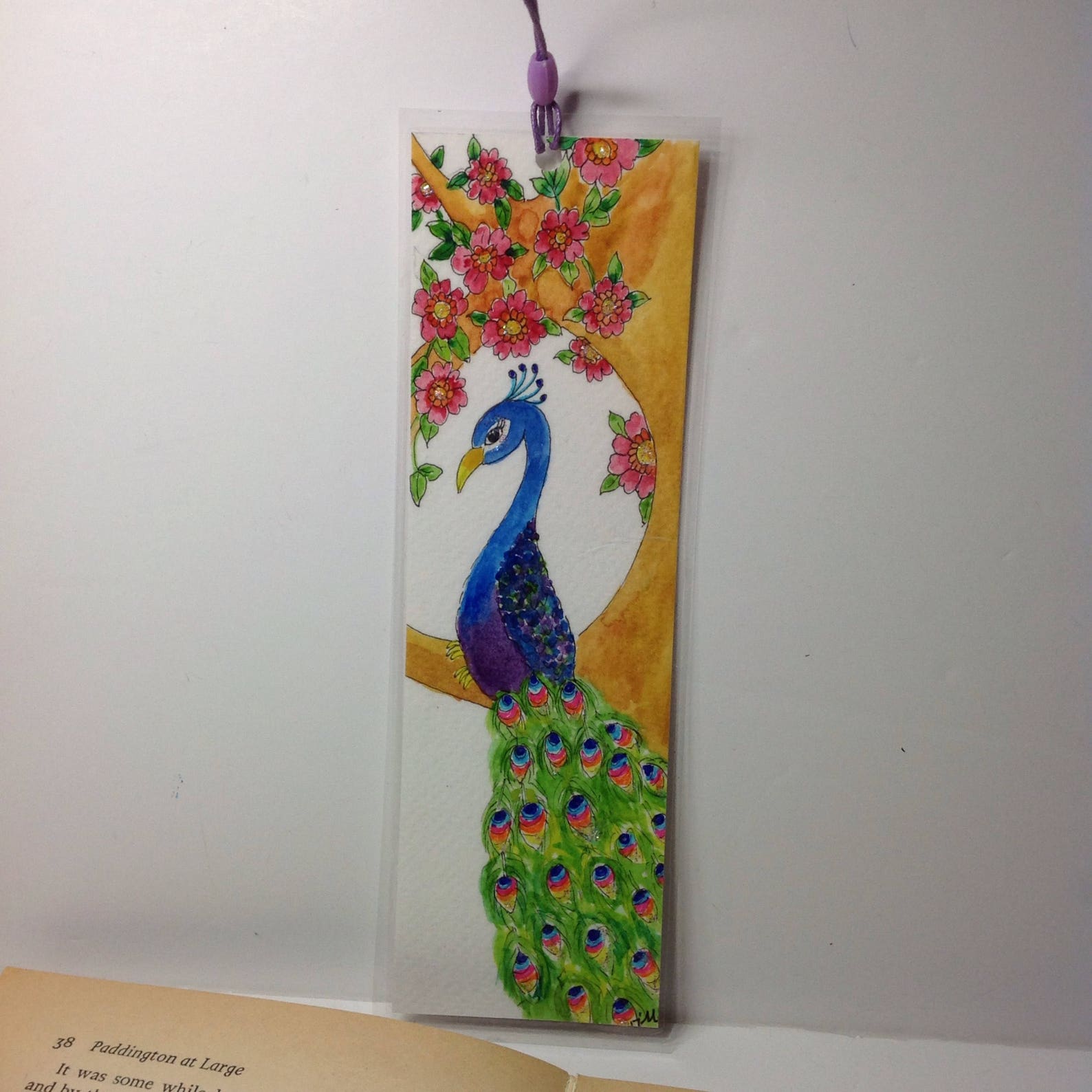 Peacock Bookmark Watercolor Peacock Bookmarkpainted - Etsy UK