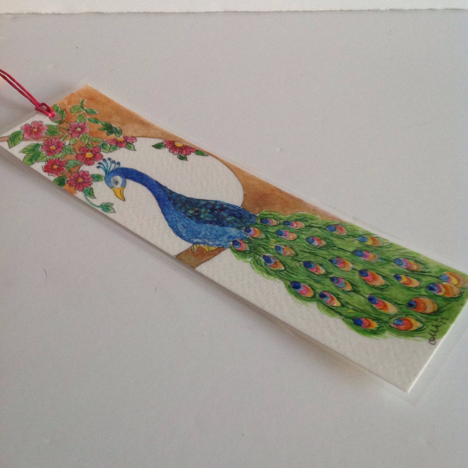 Peacock Bookmark Watercolor Peacock Bookmarkpainted - Etsy UK