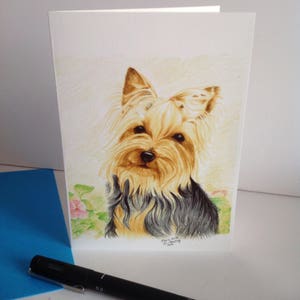 Yorkie Greeting Card,silver and Tan Yorkie Card, Yorkshire Terrier Card ...