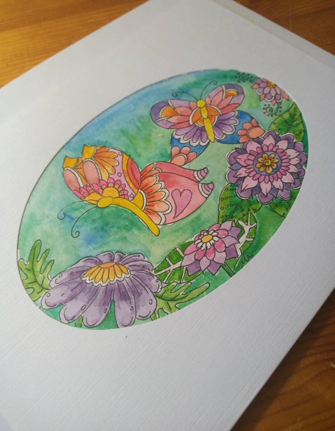 Butterfly and Flower Watercolor Card, Original Art - Etsy