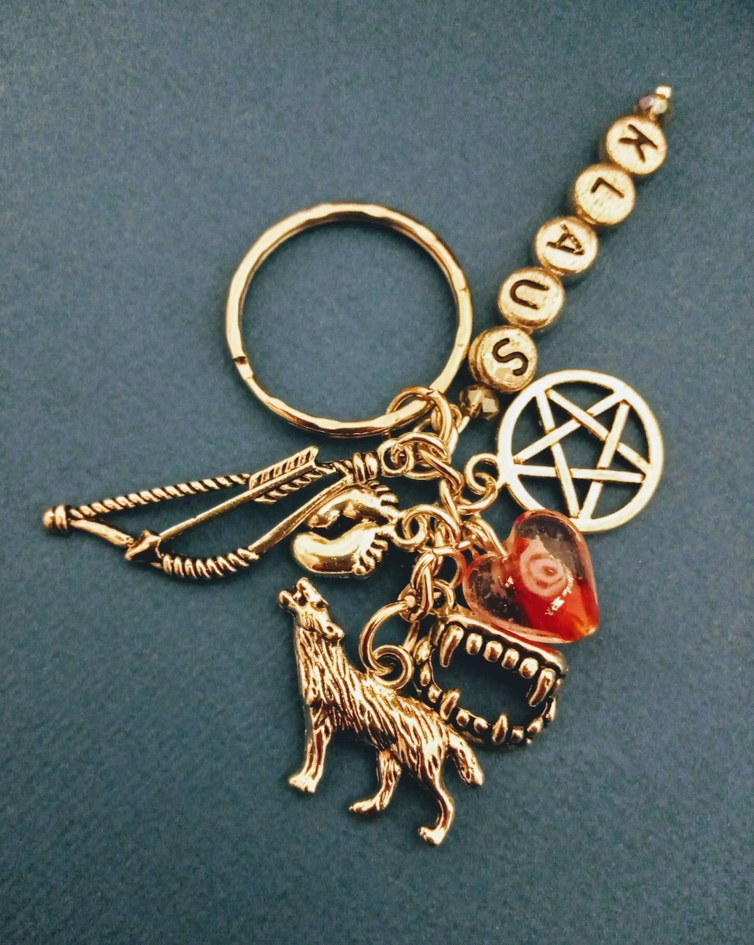 Horror Fantasy Keychain: Vampire, Wolf, and Pentagram Charms - Etsy