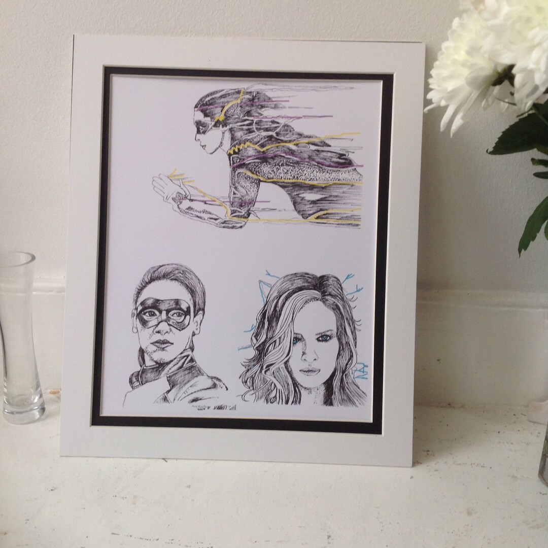 The Flash Girls Character Drawing Sketch Print, A4 the Flash Inspired ...