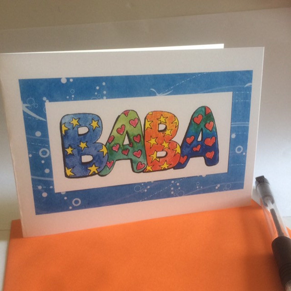 Baba Card Baba Fathers Day Card Baba Letter Art Card - Etsy