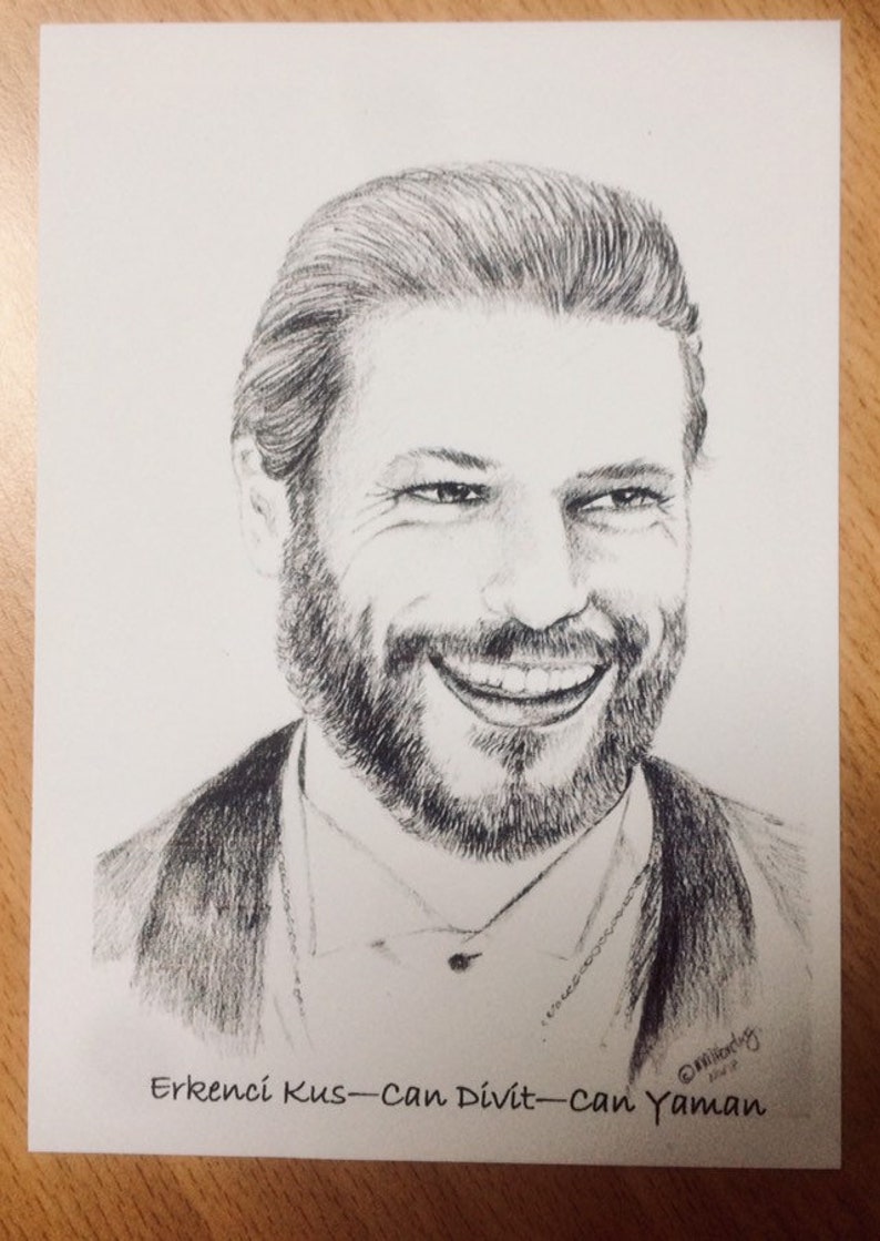 Can Yaman and Demet Özdemir Drawing Prints, Erkenci Kus Pencil Prints ...