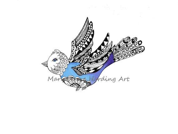 Blue Bird Flying Tattoo