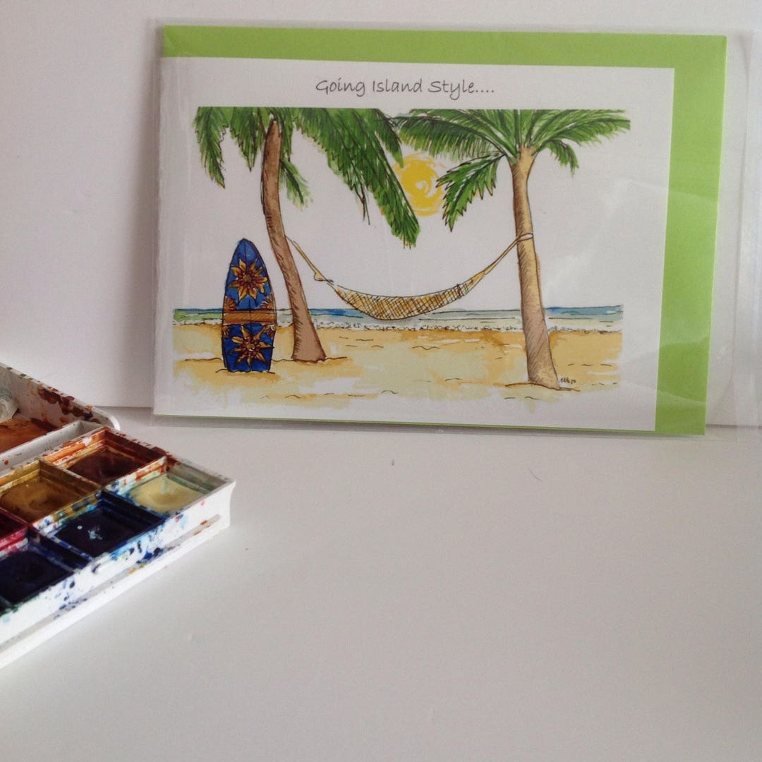 Hammock Beach Surfboard Card, A6 Size. - Etsy