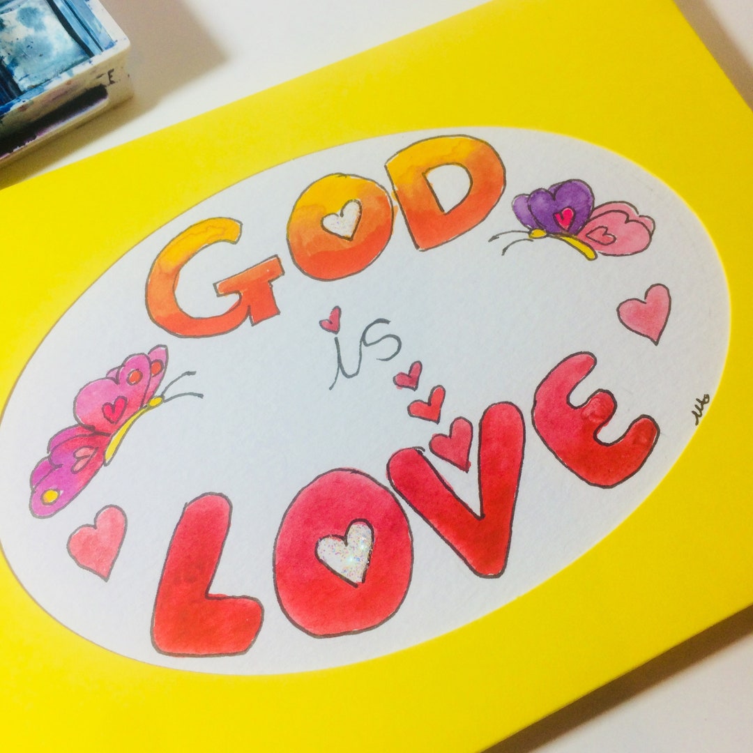 God is Love Card, Scripture Card, Christian Card, Christian Art Card ...