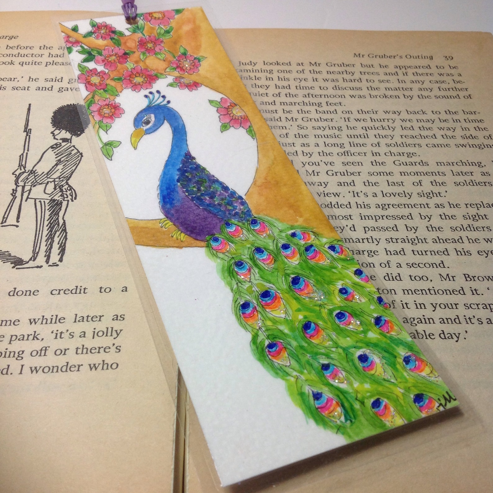 Peacock Bookmark Watercolor Peacock Bookmarkpainted - Etsy UK