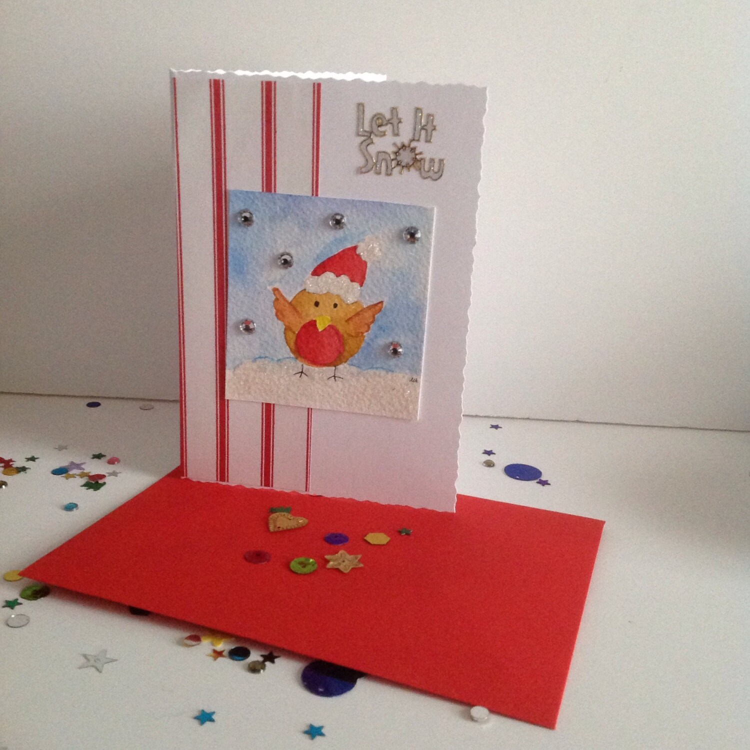 Festive Red Robin Christmas Card, Red Robin Christmas Card, Cute Bird ...
