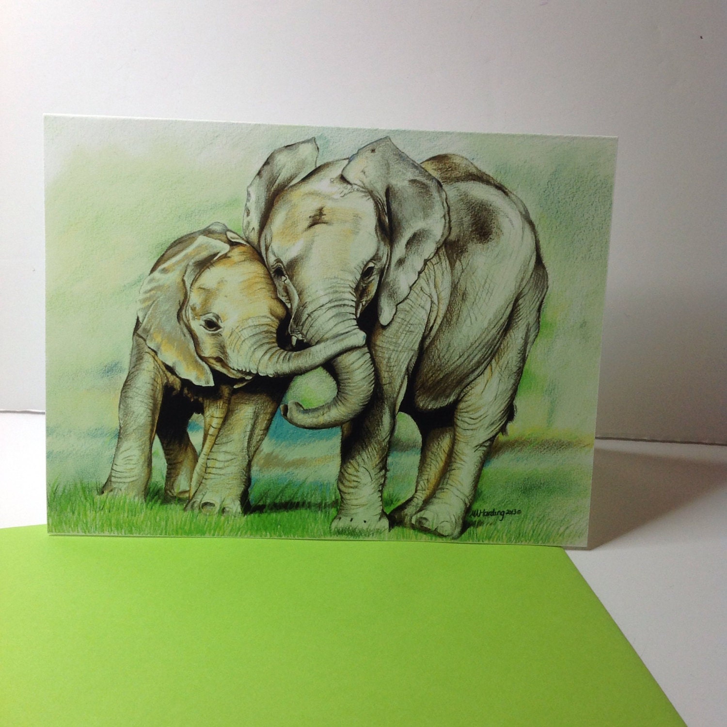 Elephants Card,, Elephant Illustration, Love Ellies, Wildlife Card ...
