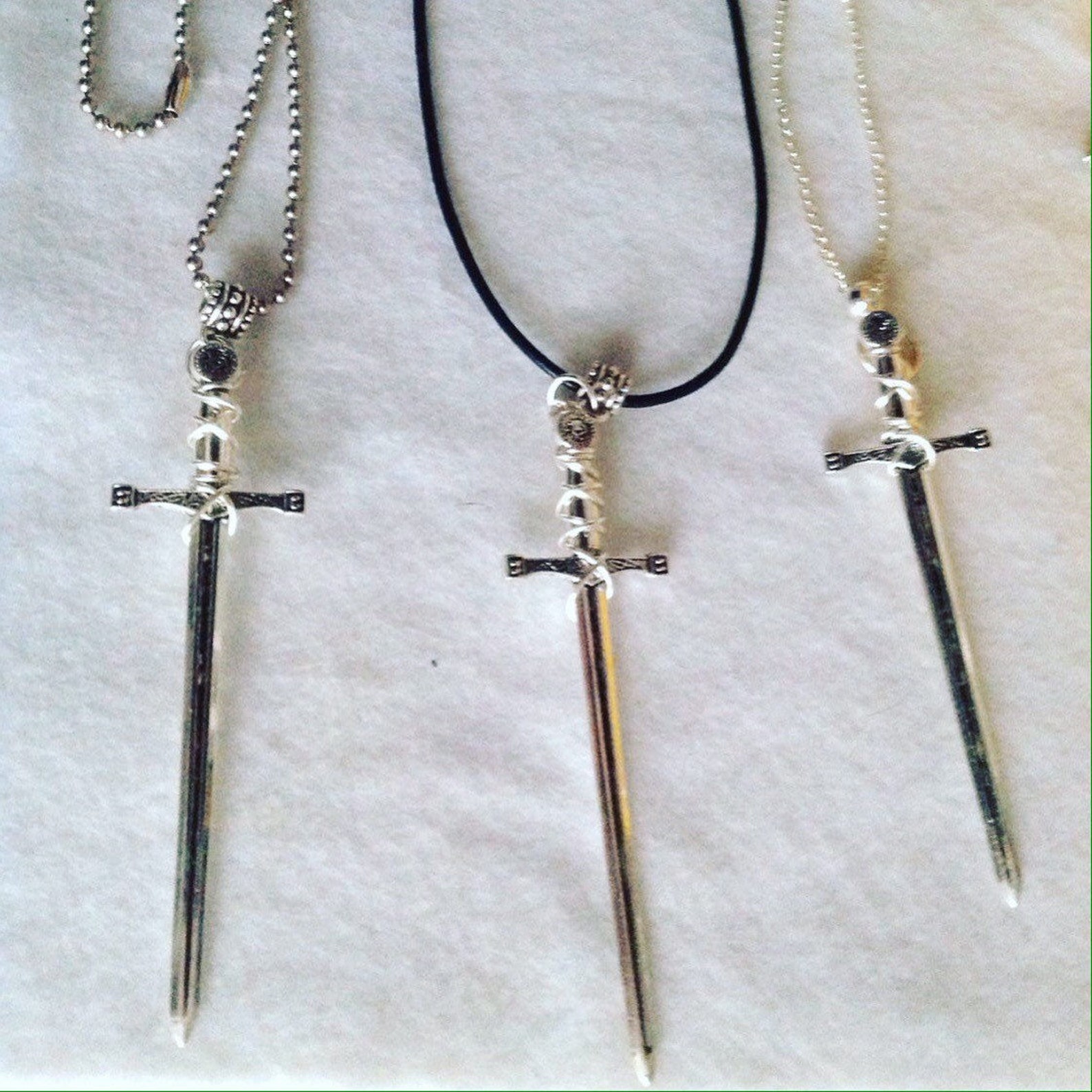 Sword Pendantsilver Tone Swordmedieval Swordmens - Etsy