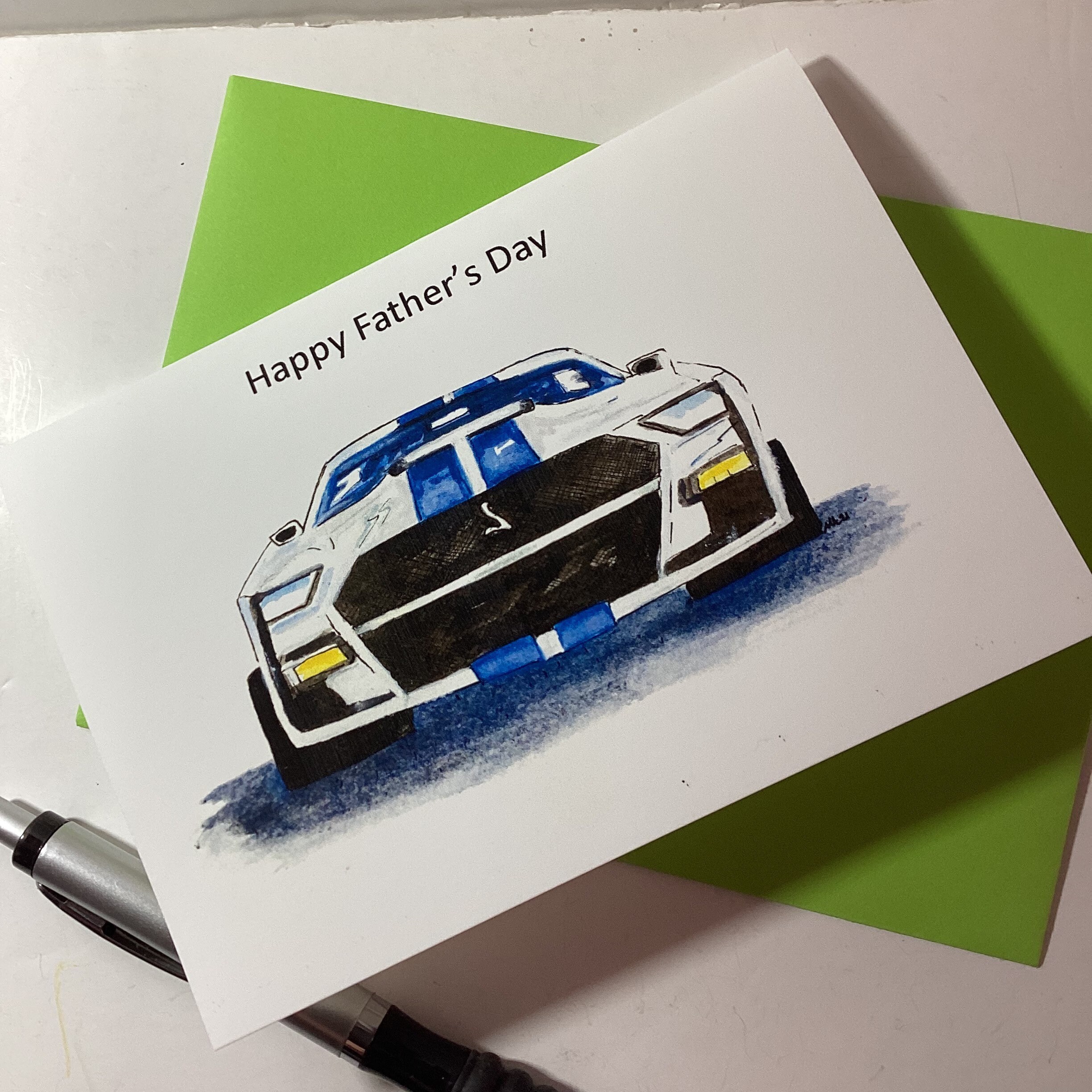 Green Ford Mustang Card, White Ford Mustang, Personalised Ford Mustang ...