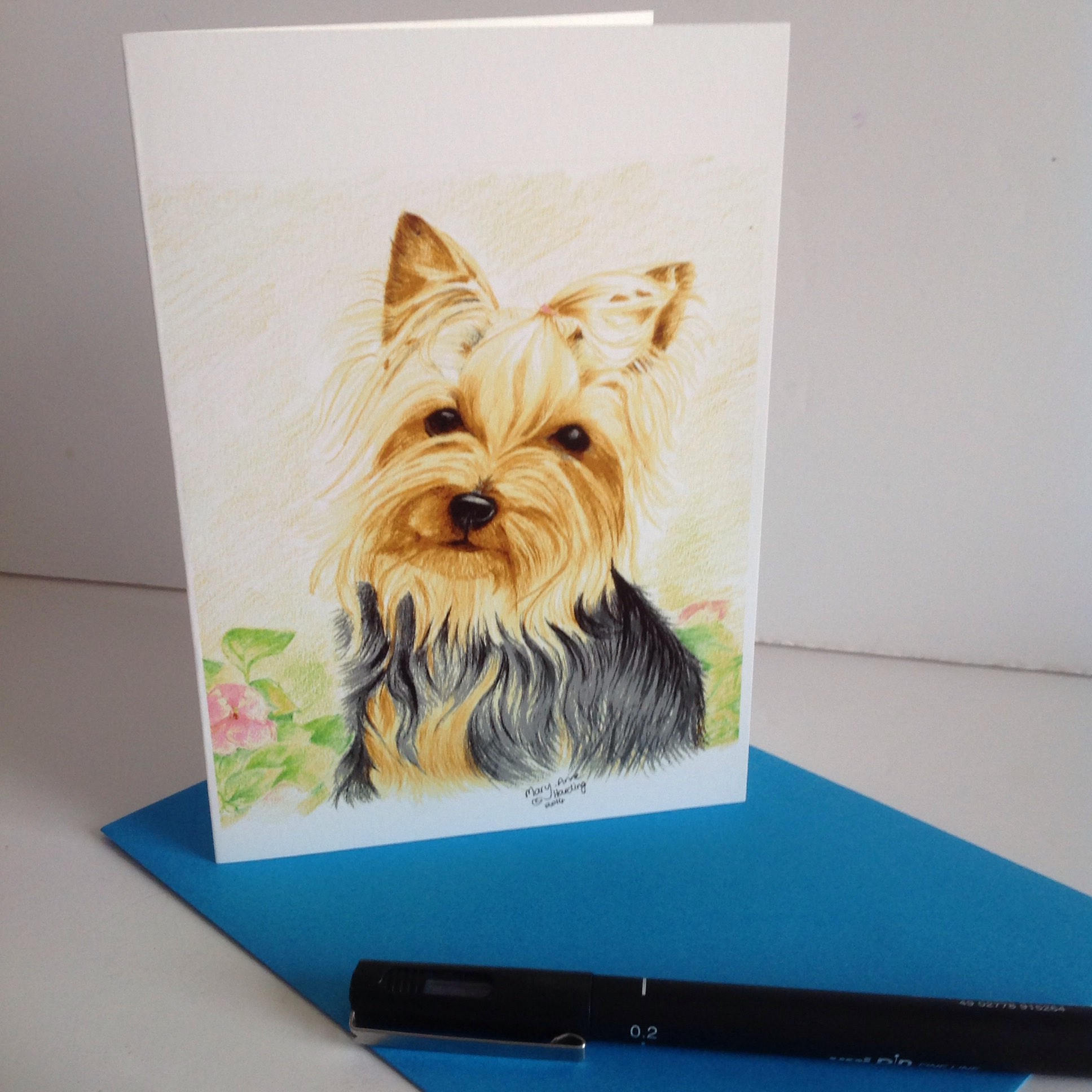 Yorkie Greeting Cardsilver and Tan Yorkie Card Yorkshire - Etsy