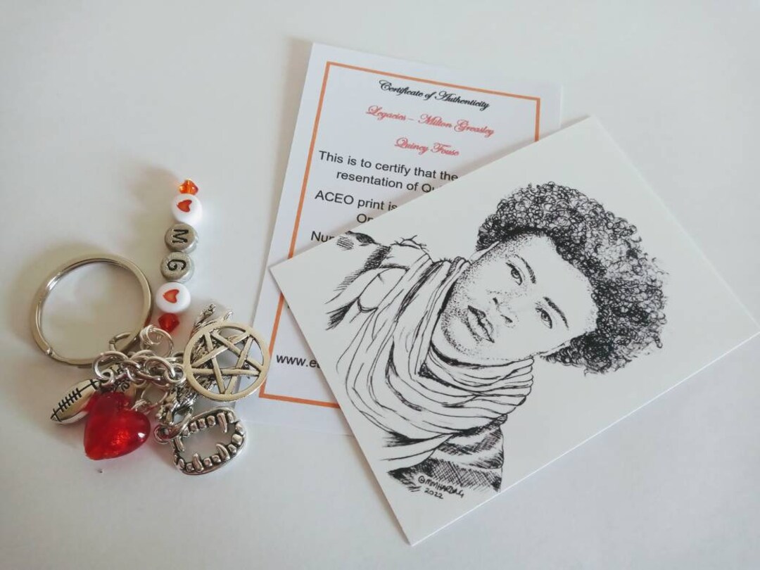 Drawing Print of Milton Greasley and Charm Keyring Set - Etsy UK