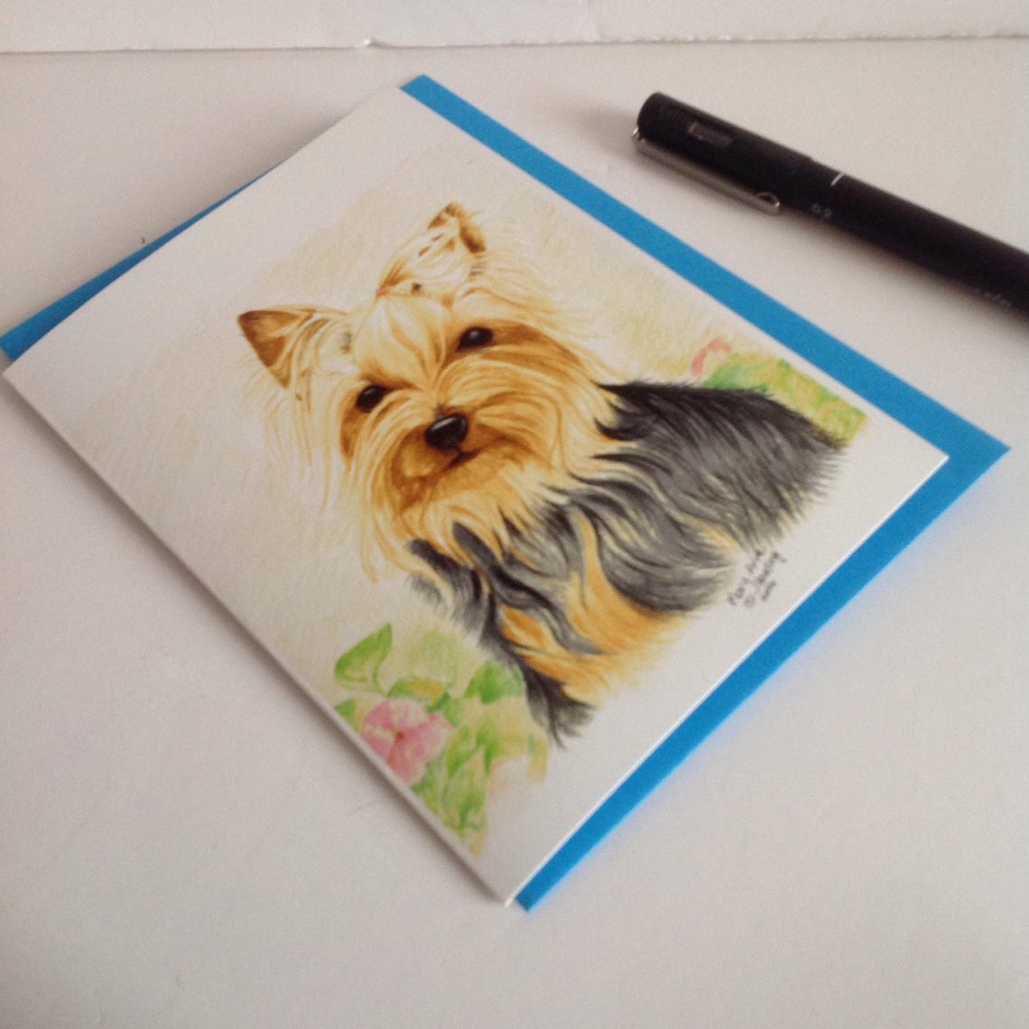 Yorkie Greeting Cardsilver and Tan Yorkie Card Yorkshire - Etsy
