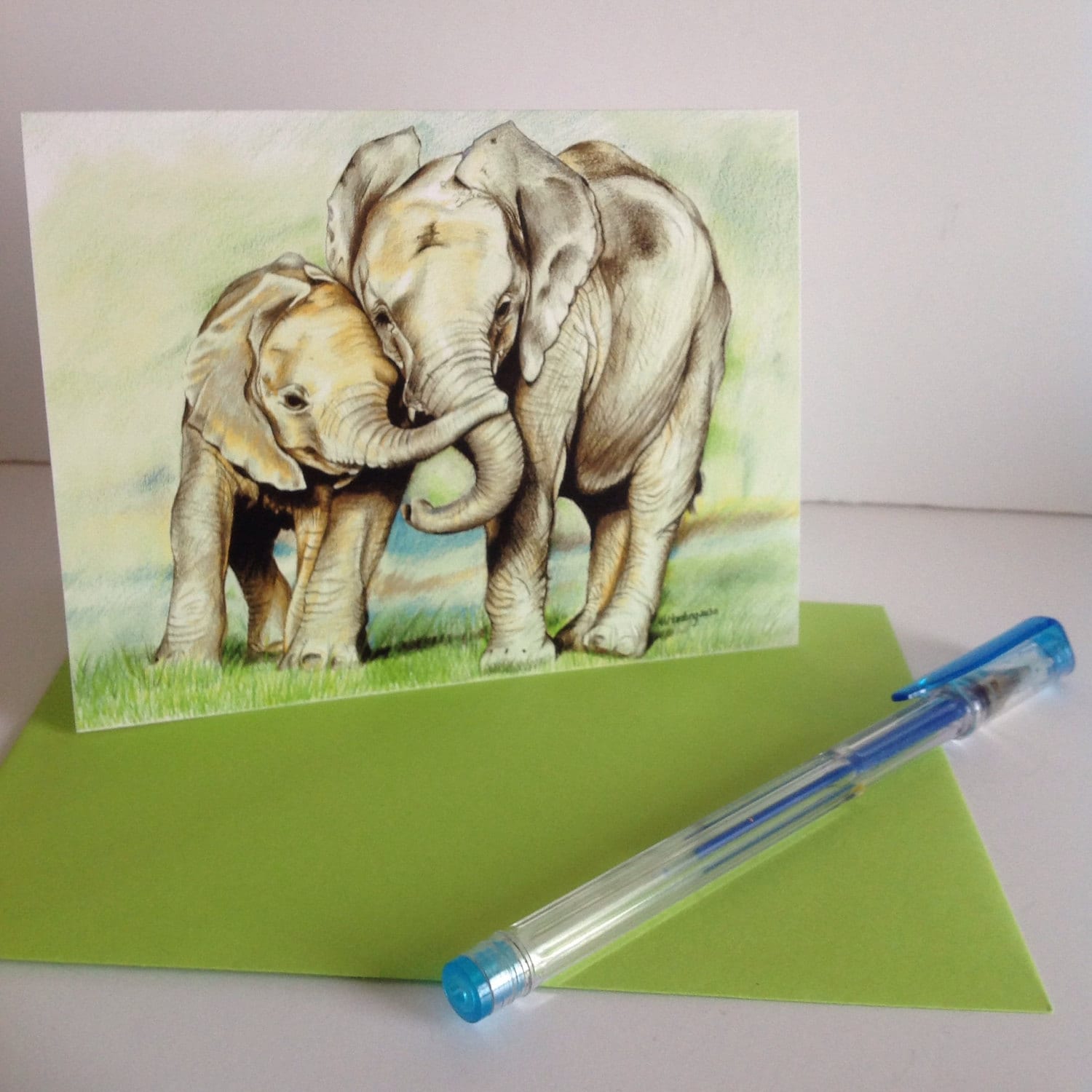 Elephants Card,, Elephant Illustration, Love Ellies, Wildlife Card ...