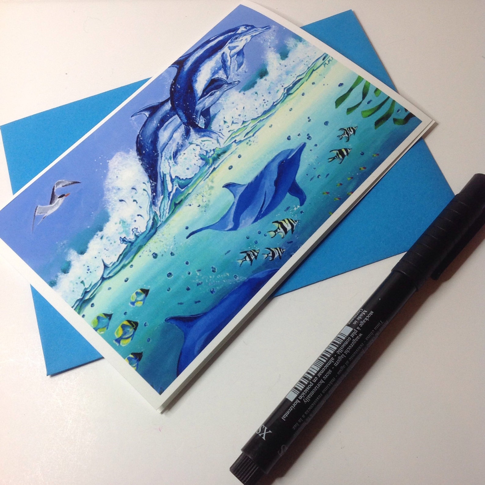 Dolphins Leaping in Surf Card Marine Life Carddance of the - Etsy
