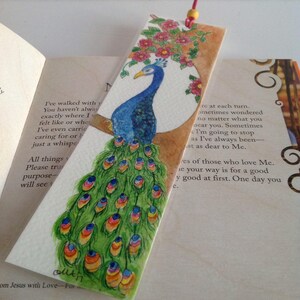 Peacock Bookmark Watercolor Peacock Bookmarkpainted - Etsy UK