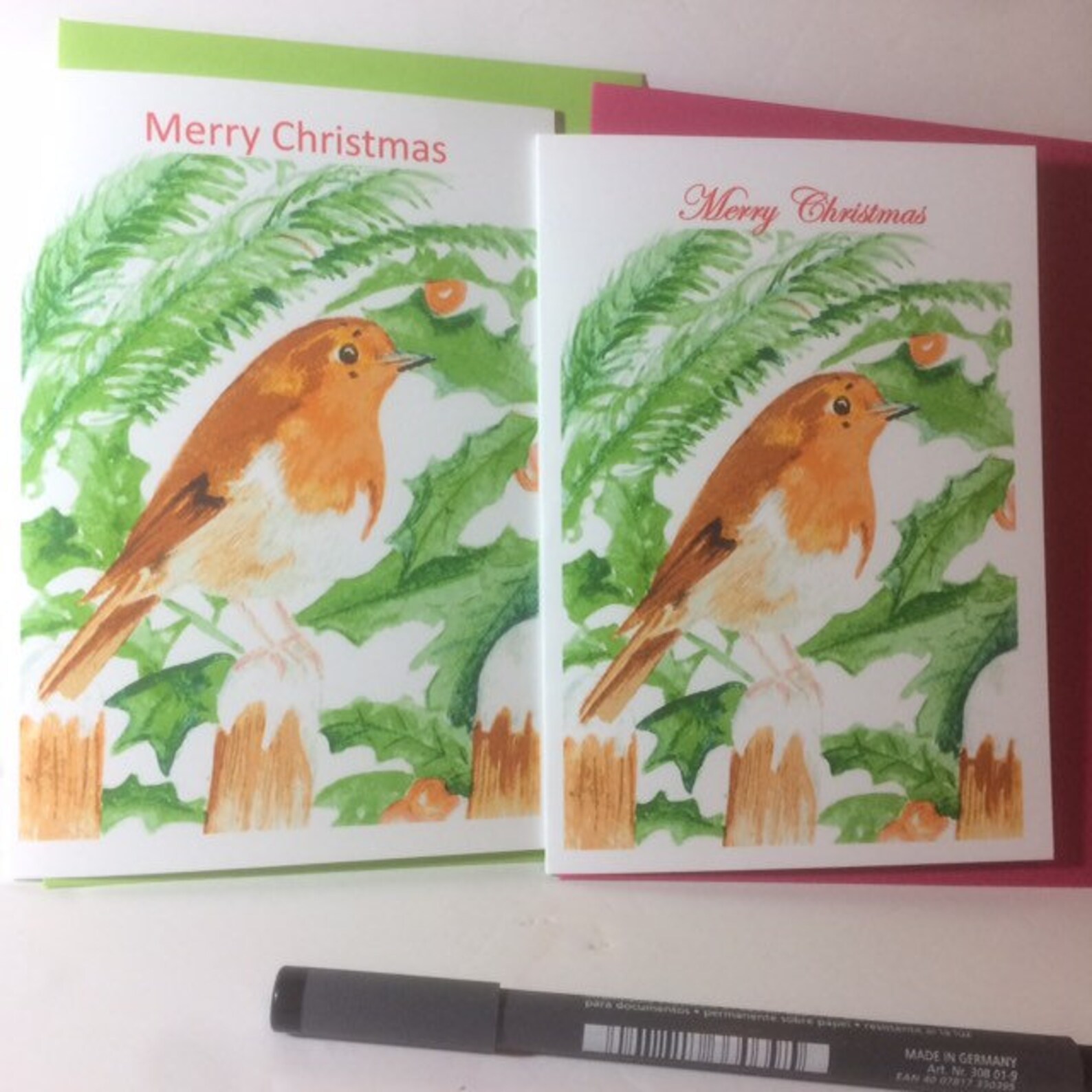 Robin in Holly Card Robin Christmas Cardrobin Bird Christmas - Etsy