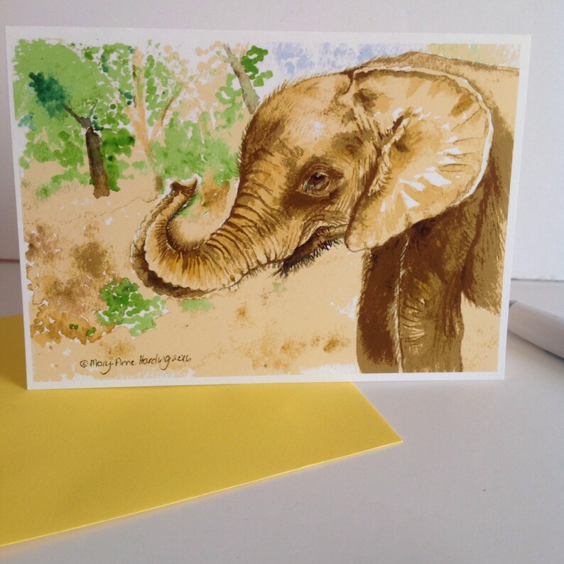 Baby Asian Elephant Card, A6 Size. - Etsy