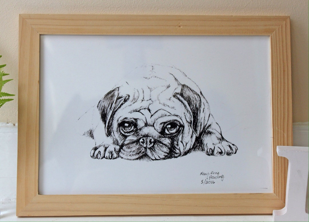 Pug Ink Illustration Print - Etsy