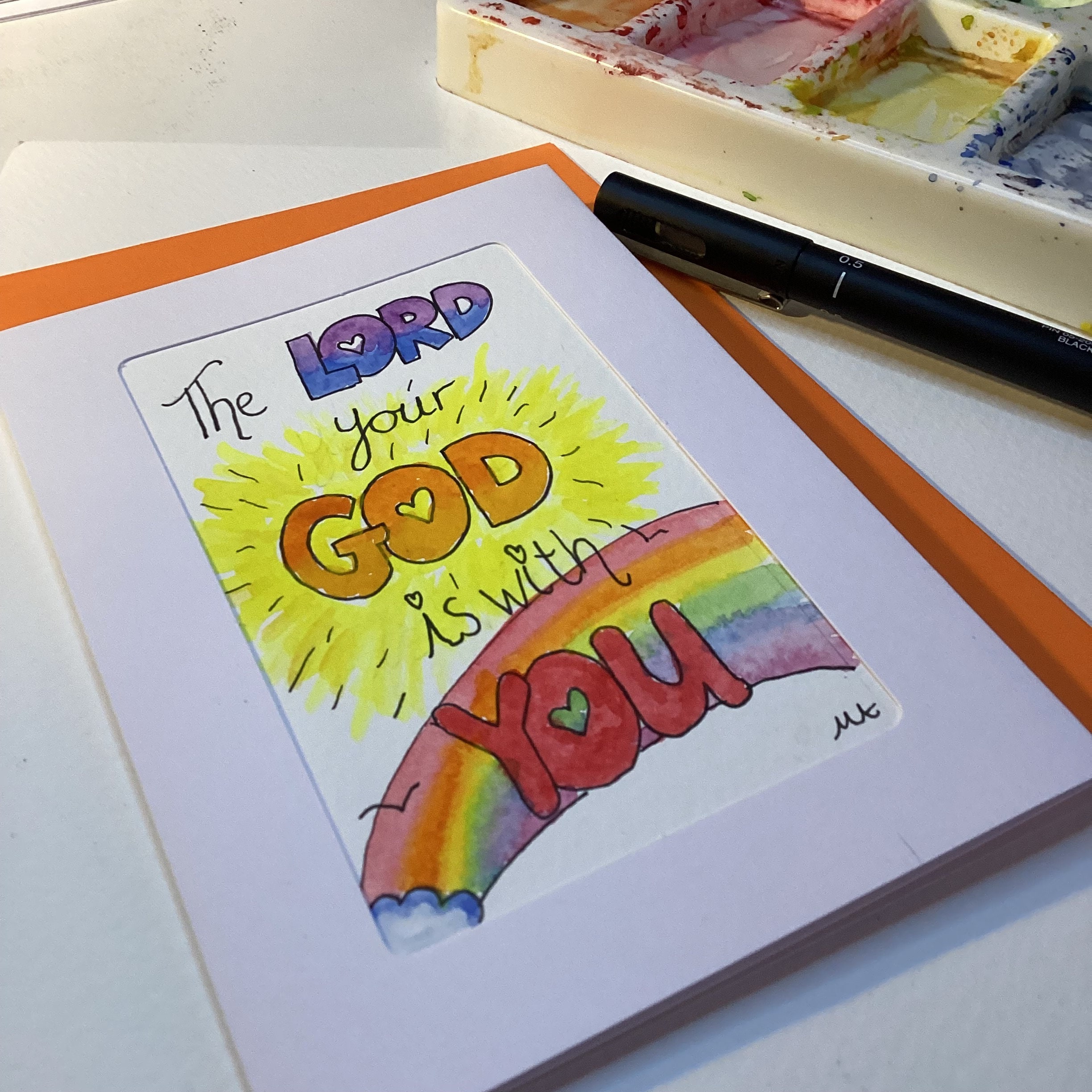 The Lord Your God is With You. Bible Verse Card Watercolour - Etsy