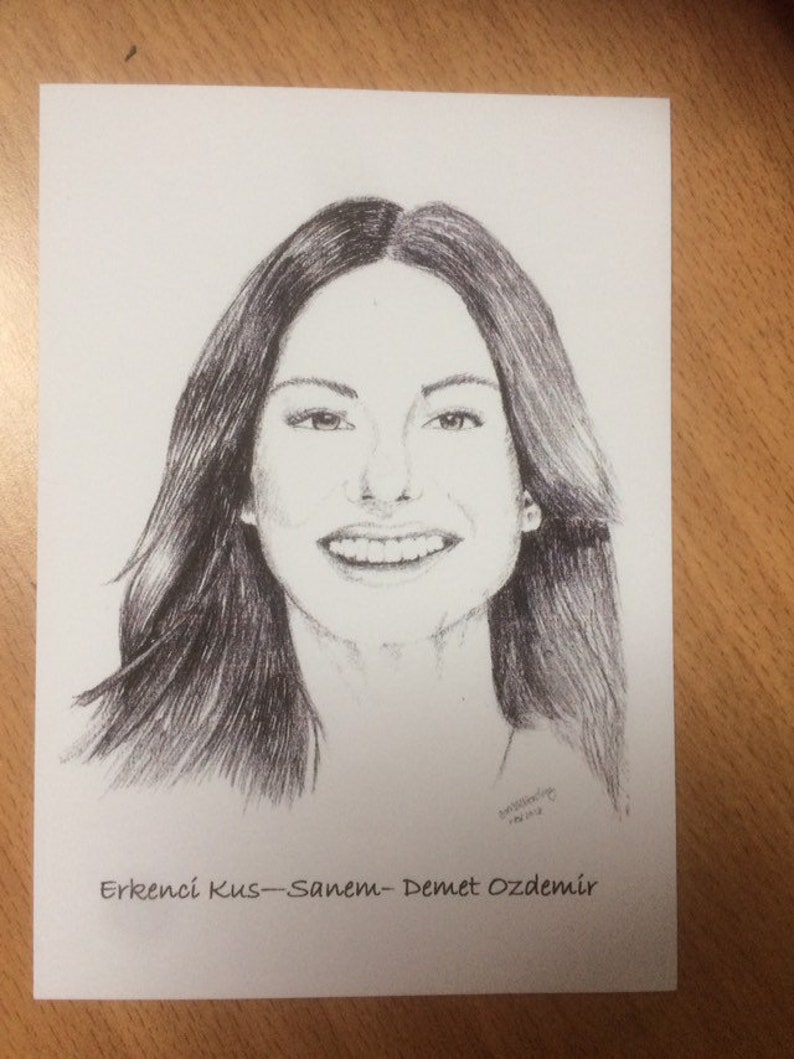 Can Yaman and Demet Özdemir Drawing Prints, Erkenci Kus Pencil Prints ...