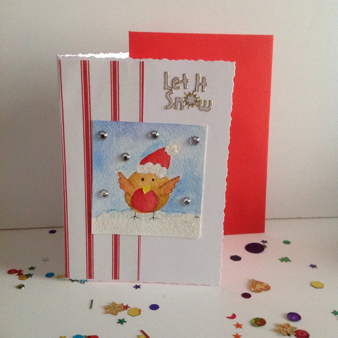 Festive Red Robin Christmas Card, Red Robin Christmas Card, Cute Bird ...