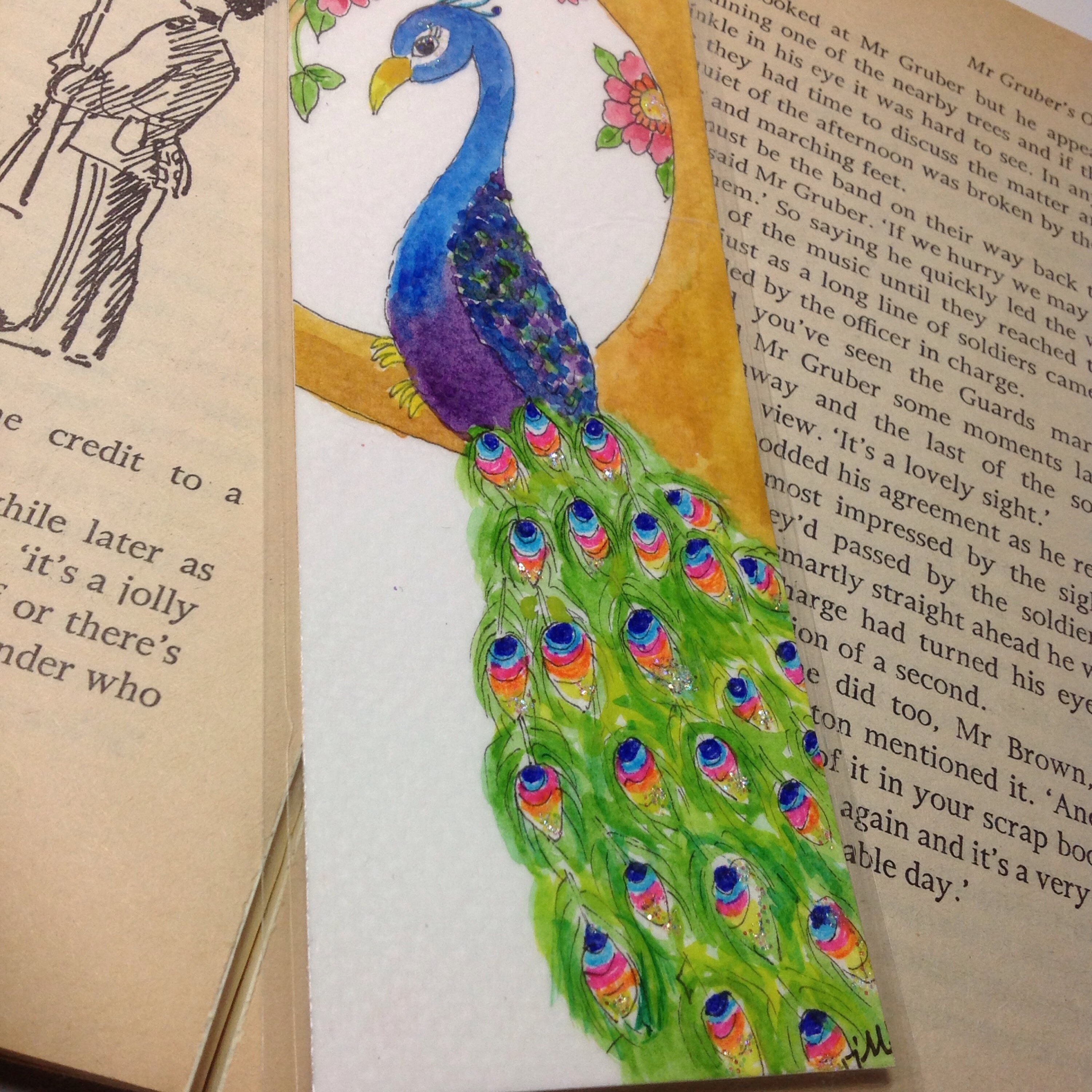 Peacock Bookmark Watercolor Peacock Bookmarkpainted - Etsy UK