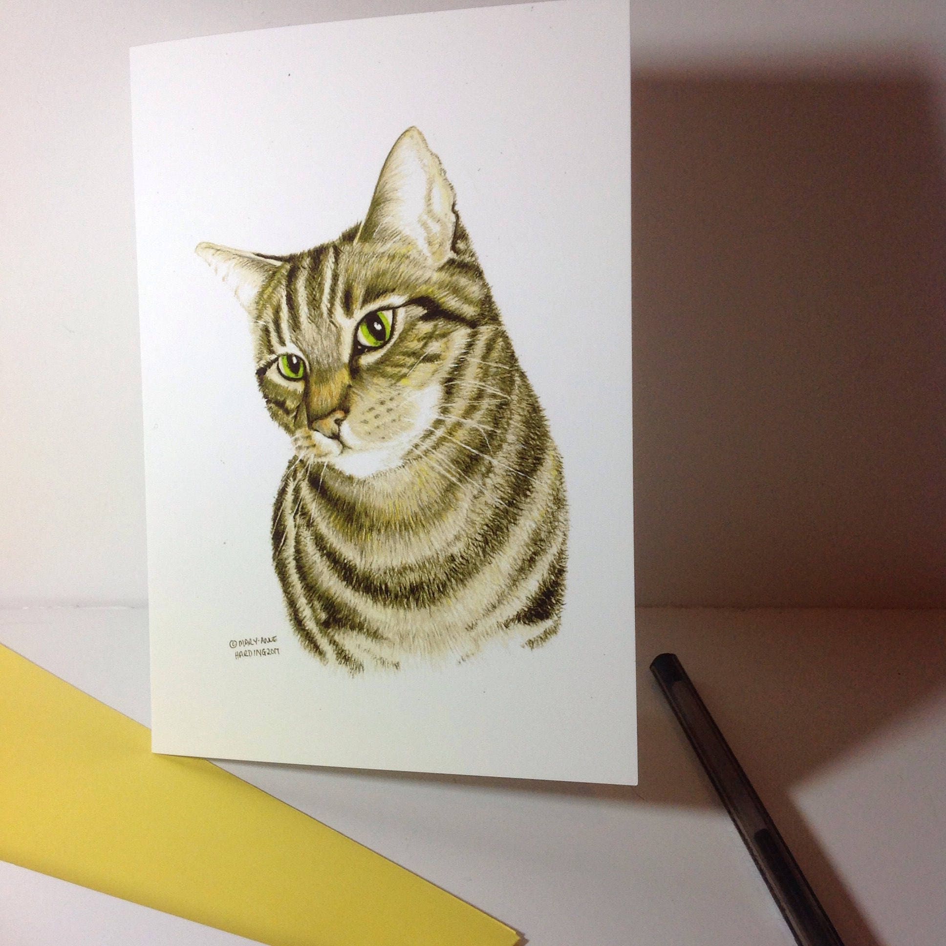 Tabby Cat Card,brown Tabby Cat Card, Cat Birthday Card, Crazy Cat Lover ...