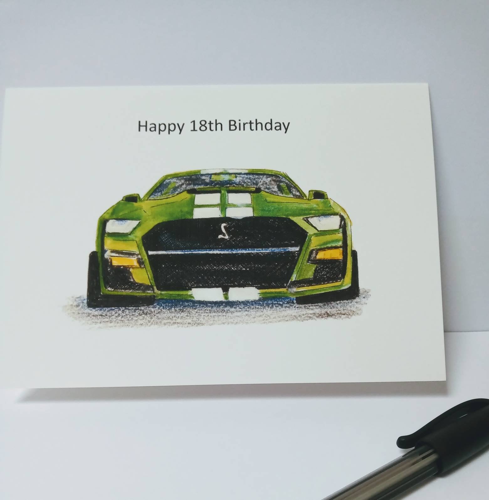 Green Ford Mustang Card, White Ford Mustang, Personalised Ford Mustang ...