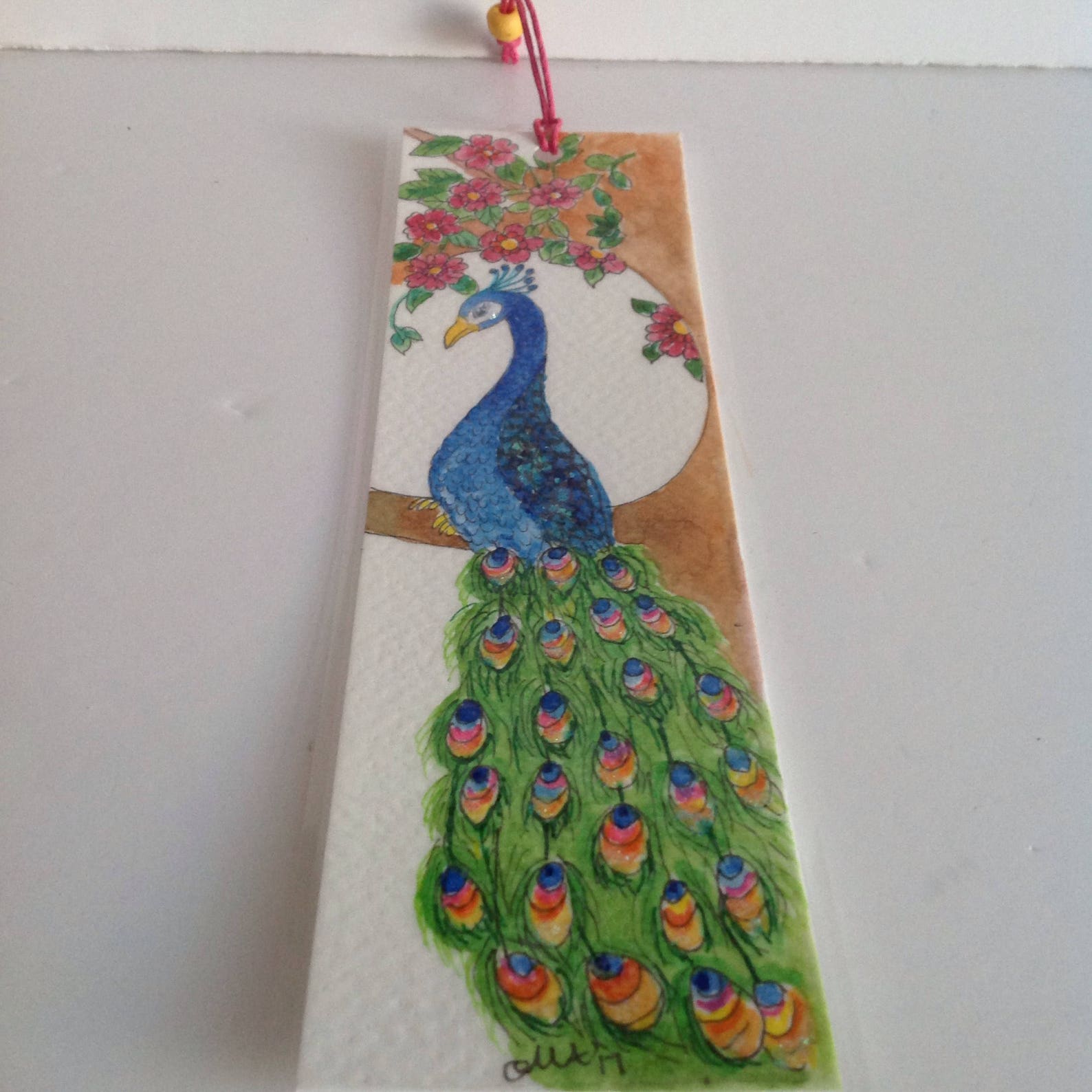 Peacock Bookmark Watercolor Peacock Bookmarkpainted - Etsy UK