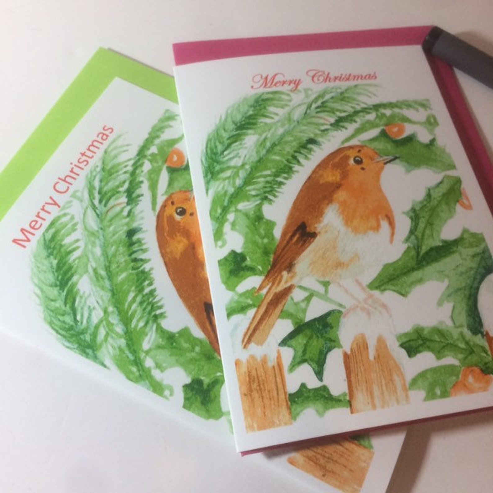 Robin in Holly Card Robin Christmas Cardrobin Bird Christmas - Etsy
