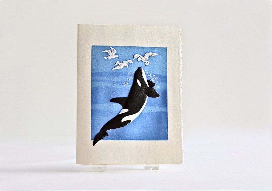 Whale Letterpress Card.card for Friend.ocean Wildlife Card.pack of 6 ...