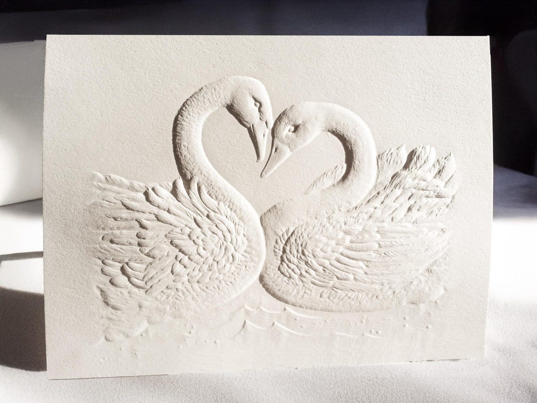6 Swans Love Cards, Elegant Embossed Swans Stationery Set, Blank Inside ...